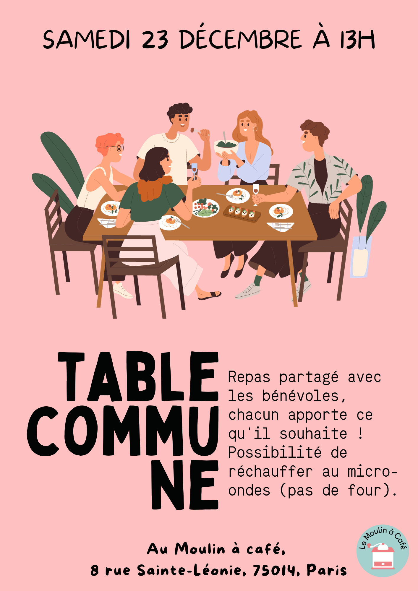 Table commune – Bienvenue au Moulin à Café