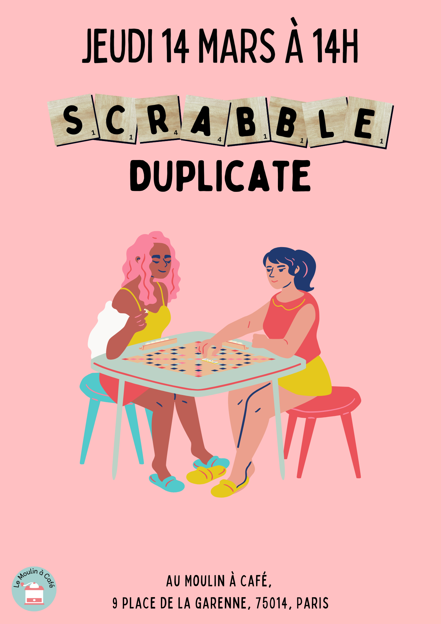 Scrabble duplicate – Bienvenue au Moulin à Café